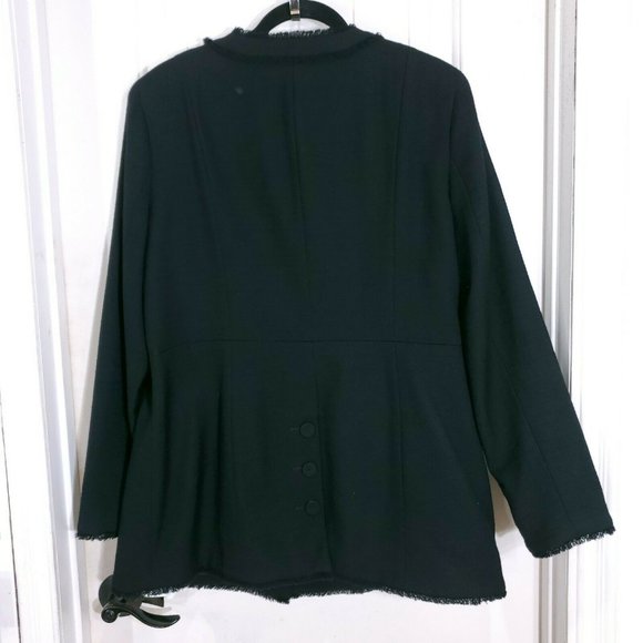 Helios & Luna | Jackets & Coats | Helios Luna Black Wool Tweed Fringe ...